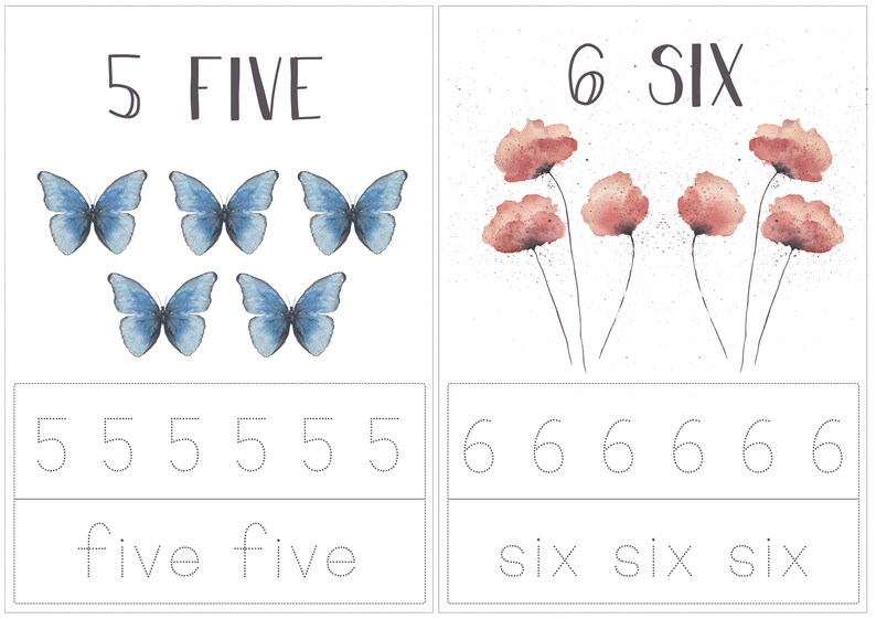 DIGITAL Botanical Numbers Poster and Tracing Cards Montessori - Etsy