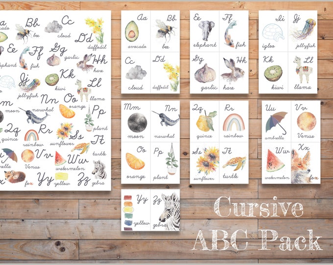 Cursive Alphabet Chart Art Print - Etsy Canada