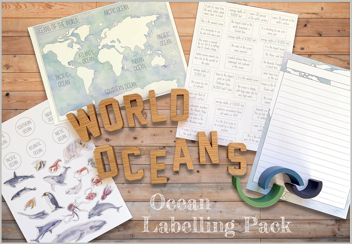 DIGITAL Oceans of the World Label Activity Home School - Etsy