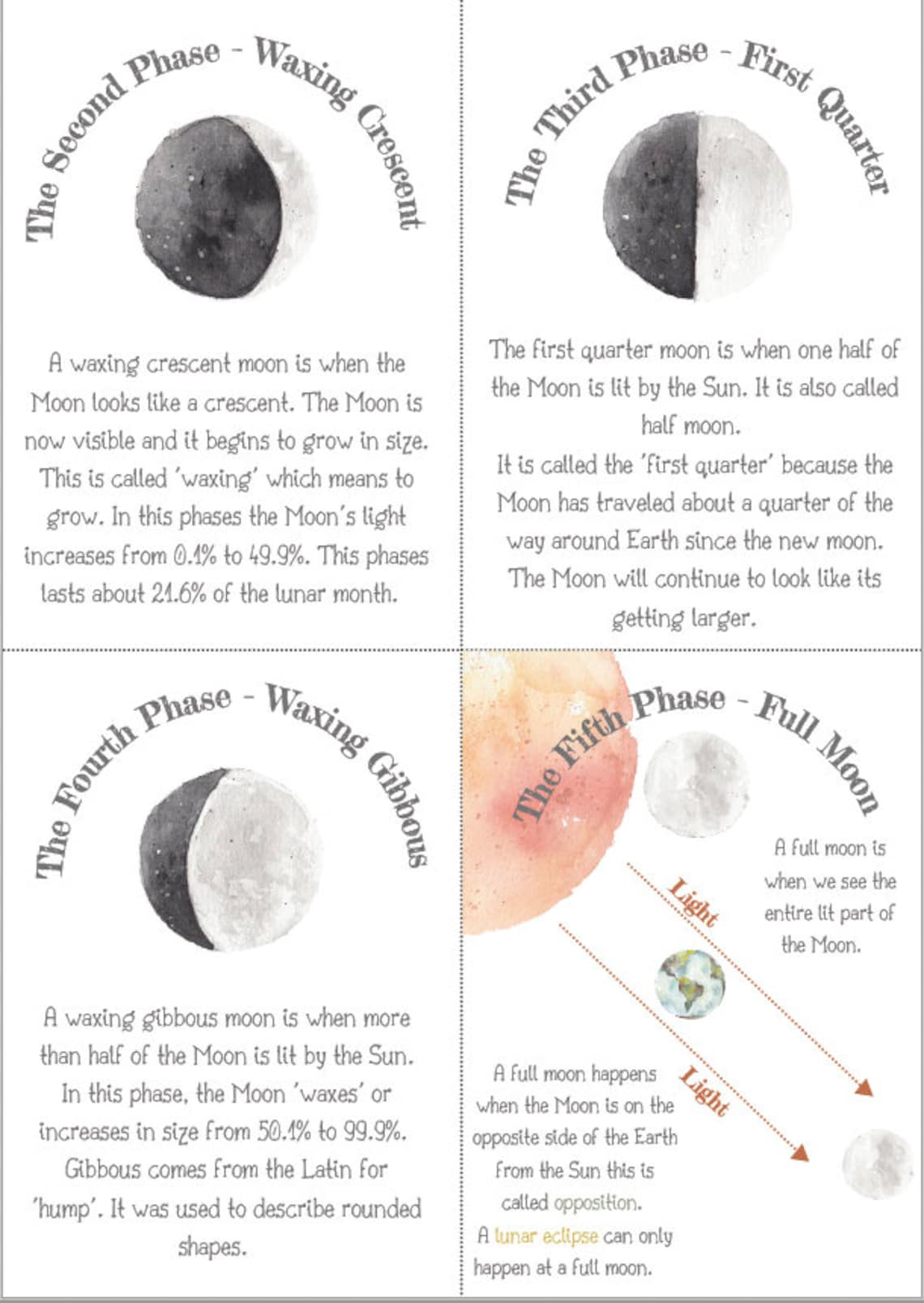 DIGITAL Moon Phases Educational Pack Montessori Materials - Etsy