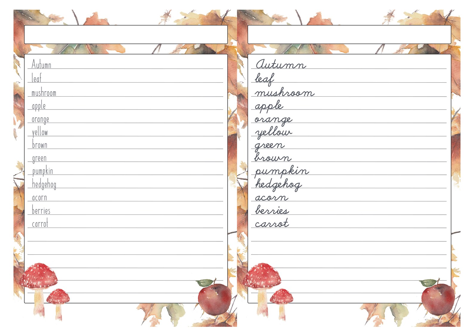 DIGITAL Autumn Log Nature Journal Montessori at Home | Etsy