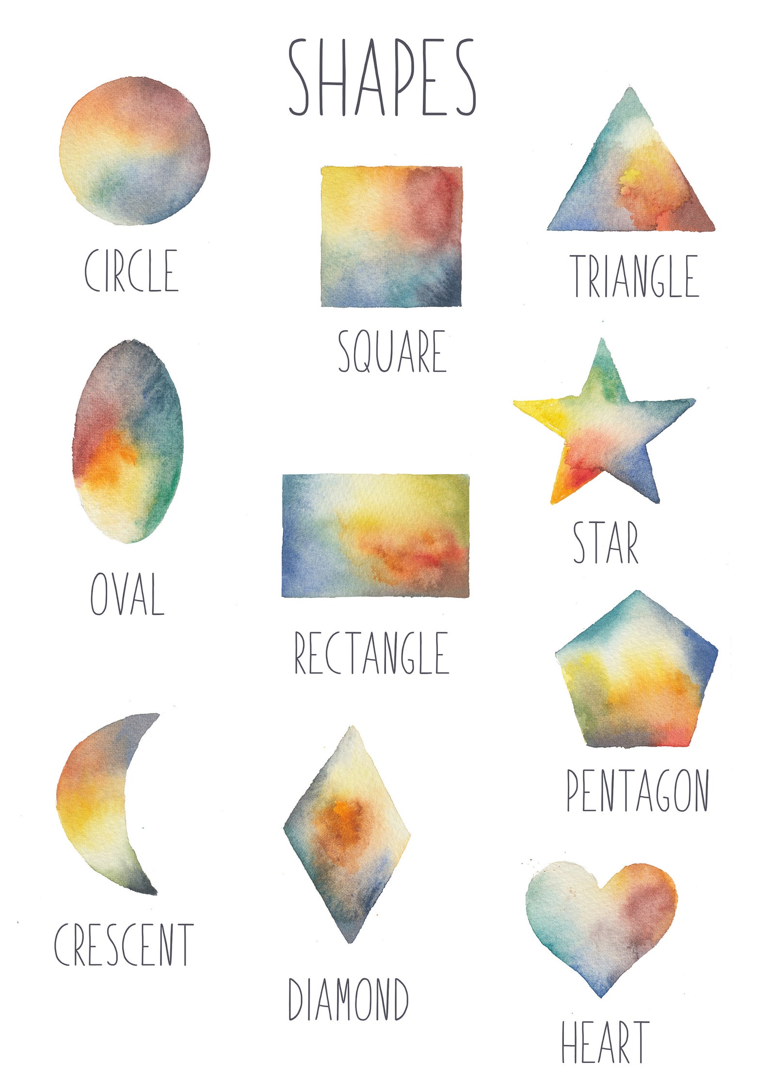 DIGITAL Shapes Poster and Match Set Montessori Materials | Etsy