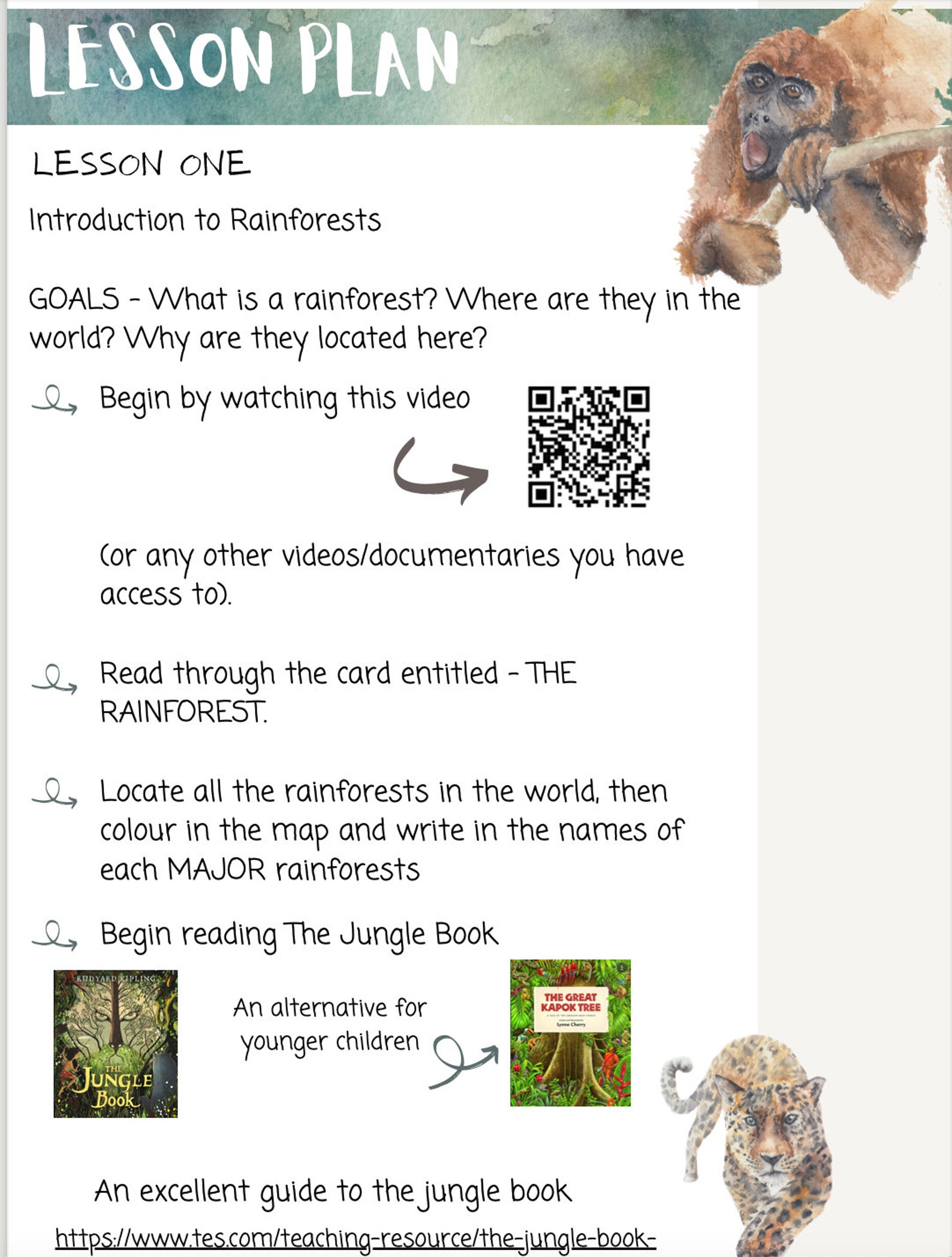 DIGITAL Rainforest Extension Pack 6 Lesson Plans & Worksheets | Etsy