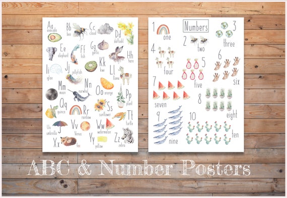 DIGITAL A3 ABC Poster and A4 Numbers Poster Montessori Wall | Etsy