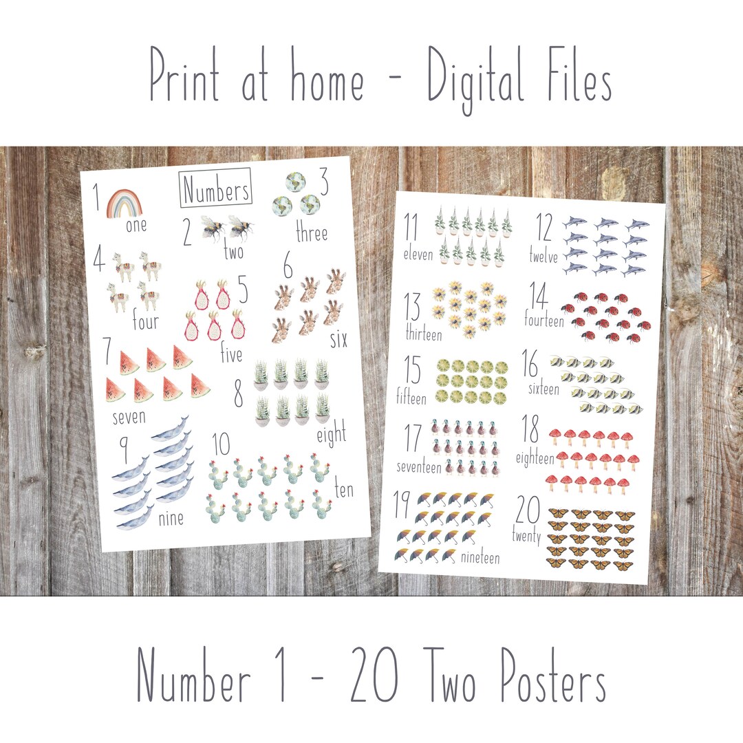 Numbers 1-20 Posters: Educational Prints (digital Download) - Etsy