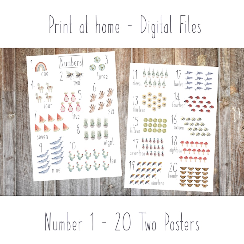 DIGITAL Numbers Posters Numbers 1 10 Numbers 11 20 - Etsy