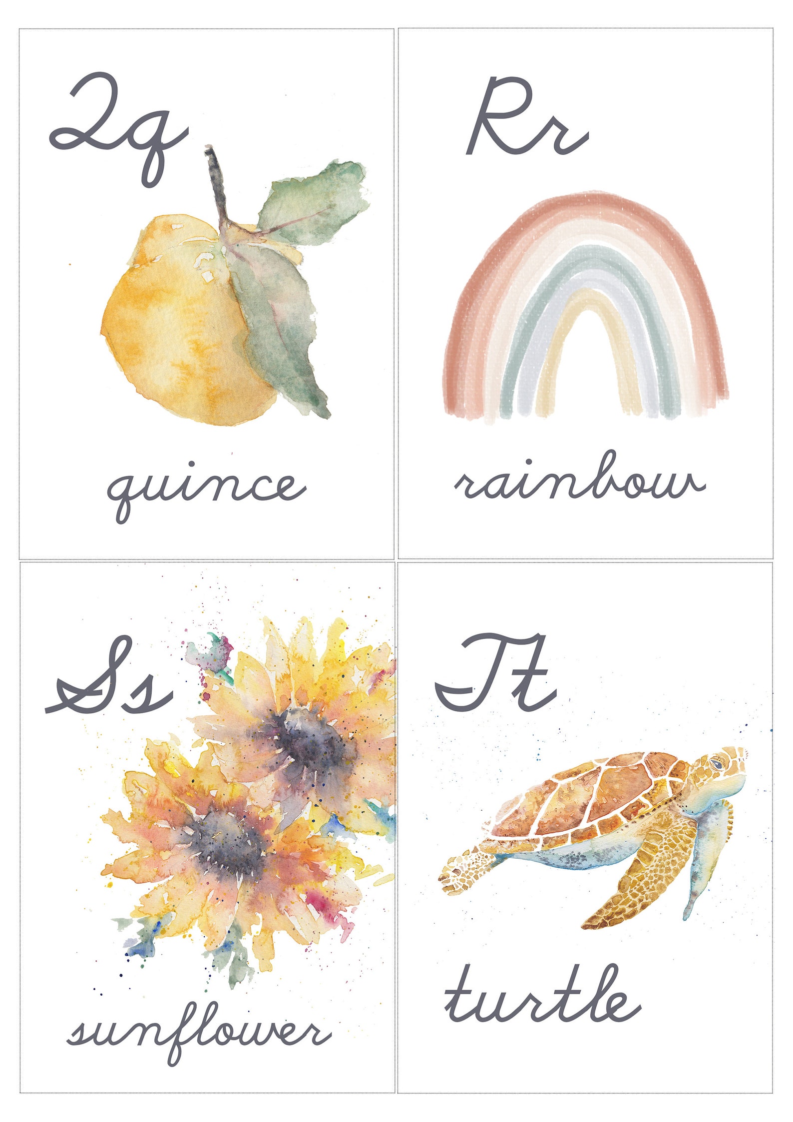 DIGITAL Cursive ABC Poster and Cards Montessori Materials - Etsy