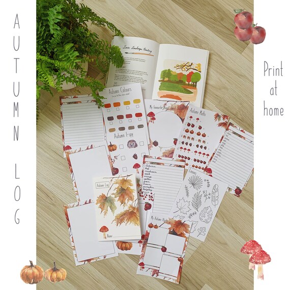 DIGITAL Autumn log nature journal montessori at home | Etsy