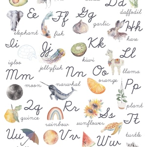 DIGITAL Cursive ABC Poster and Cards - Etsy