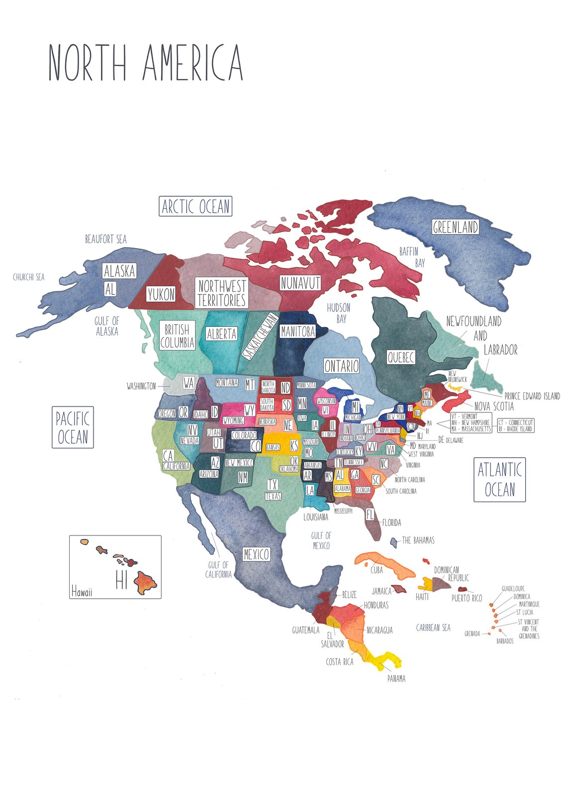 DIGITAL Detailed North America Map and Worksheet Montessori - Etsy