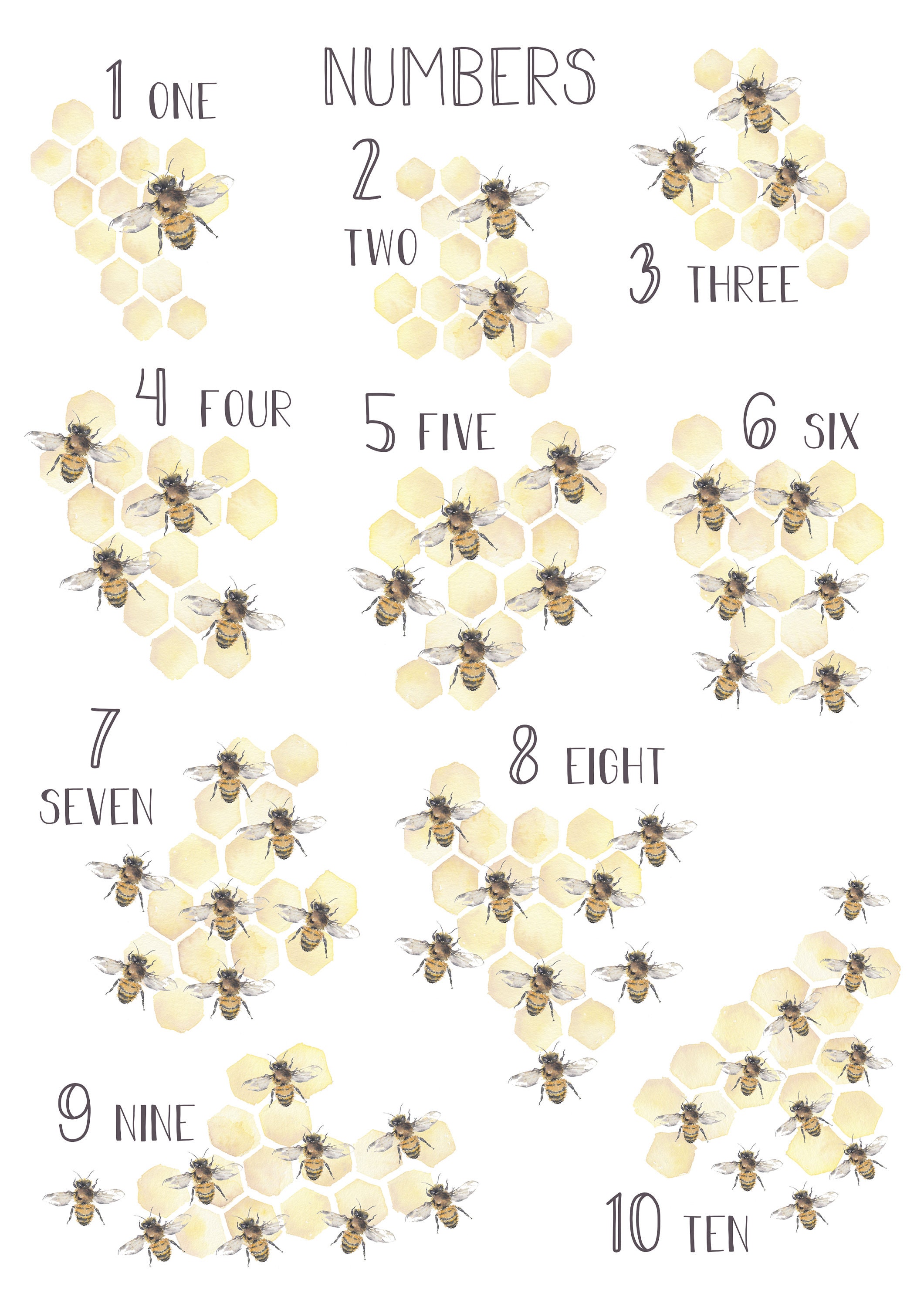 DIGITAL Bee Number Poster and Tracing Cards Montessori Wall - Etsy ...