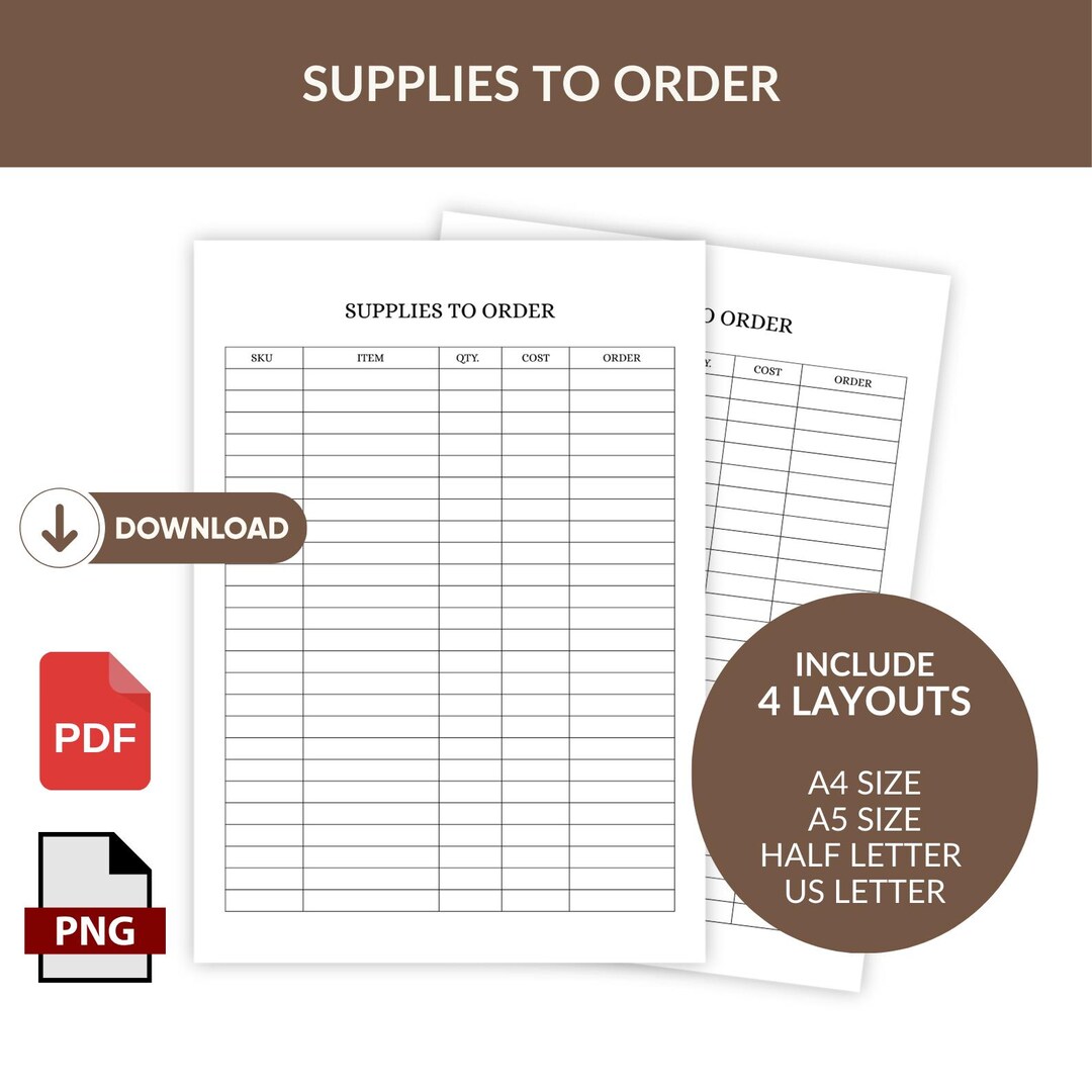 Inventory Restock Tracker | Small Business Supply List (digital ...