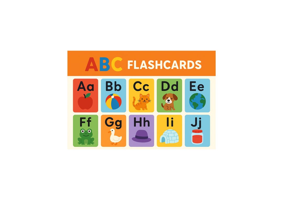 Colorful ABC Flashcards With Pictures | Printable Abecedary for Kids ...