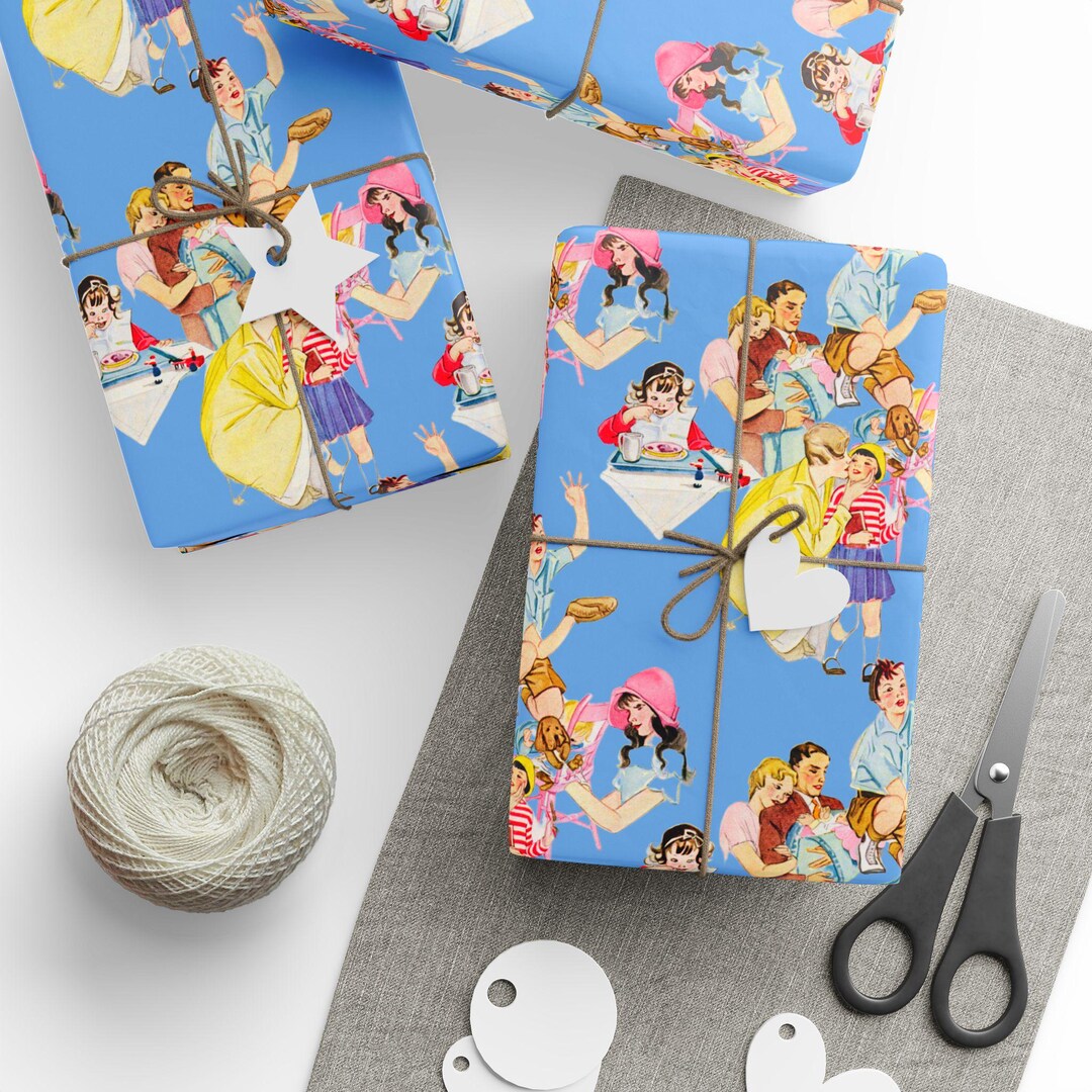 Vintage Children Wrapping Paper, Baby Shower Birthday Gift Wrap - Etsy