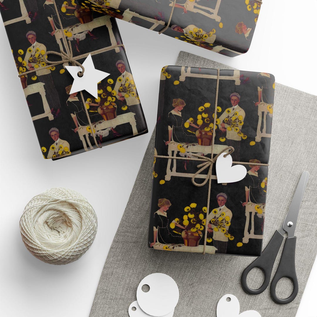 Vintage Floral Wrapping Paper: Coles Phillips Fade-away Design - Etsy