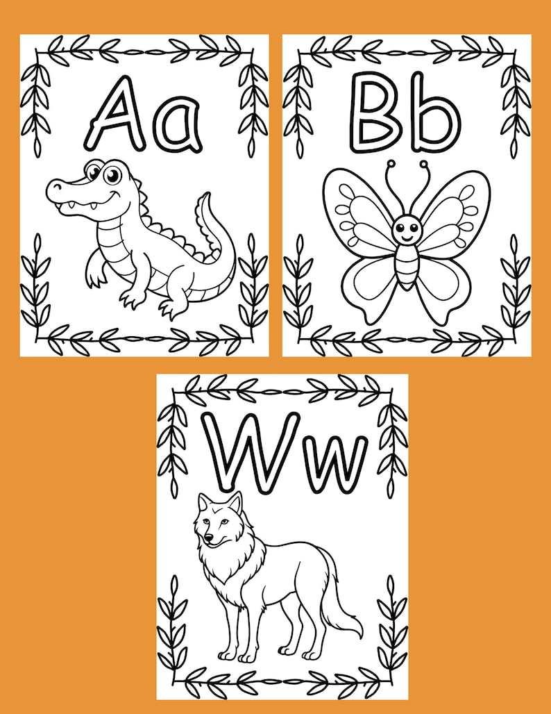 A-Z Animal Alphabet Coloring Pages: Printable Learning Worksheets (PDF ...