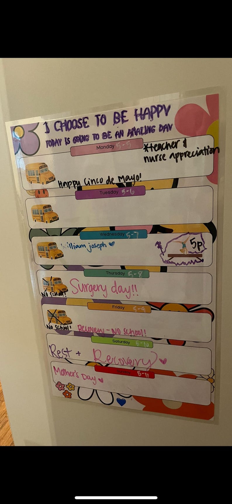 Weekly Planner Chart for Kids | Printable Dry Erase Schedule | Reusable ...