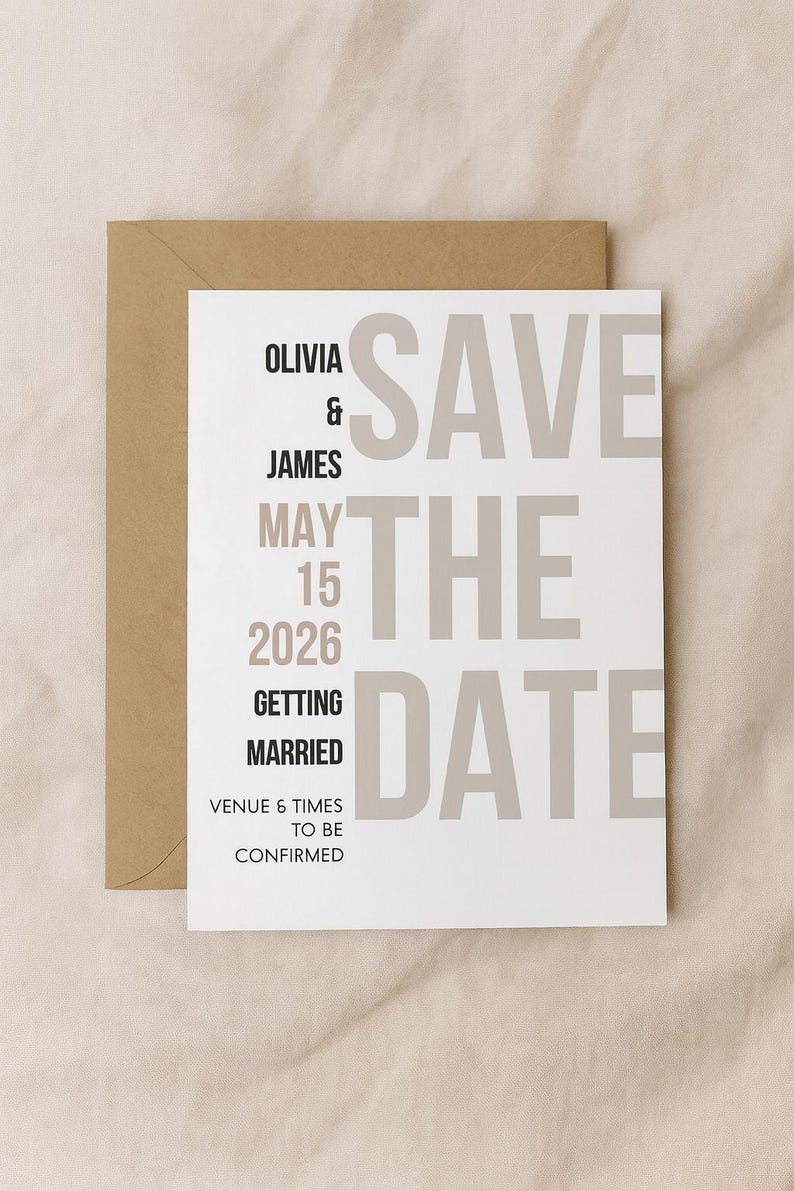Minimalist Save the Date Template | Editable Wedding Invitation ...