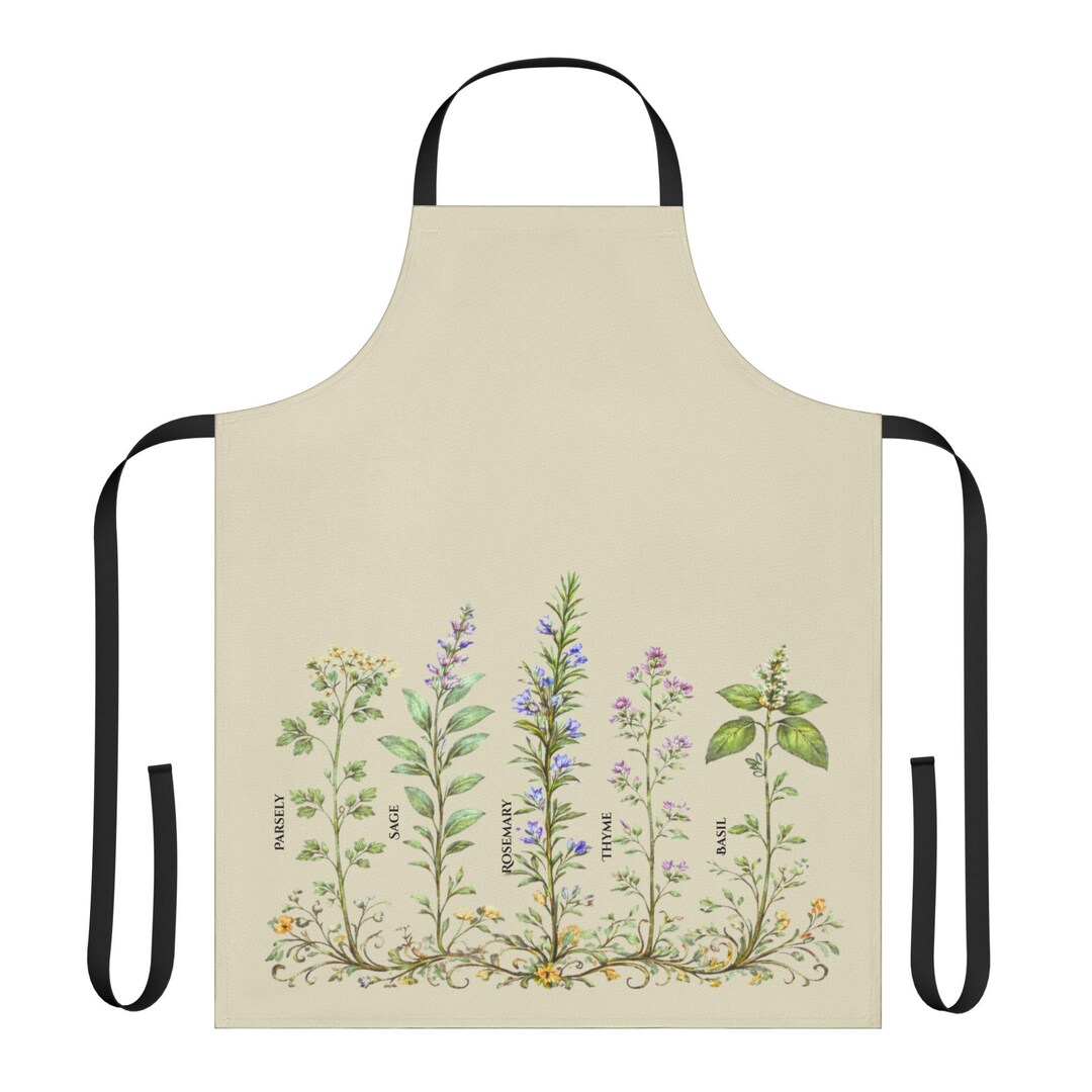 Botanical Herb Illustration Apron | Vintage Floral Kitchen Apron - Etsy