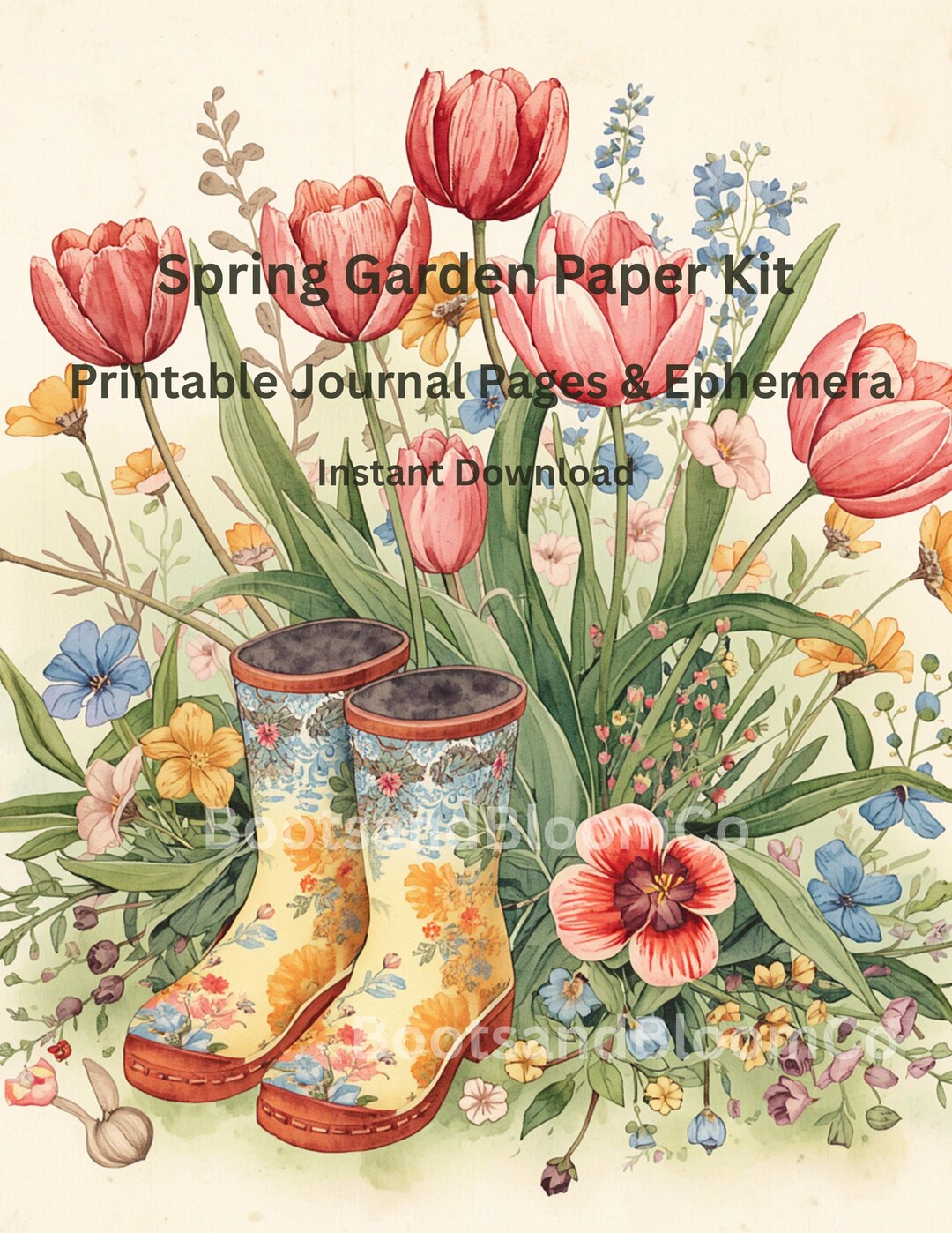 Spring Garden Junk Journal Kit Printable Ephemera Floral Scrapbook ...