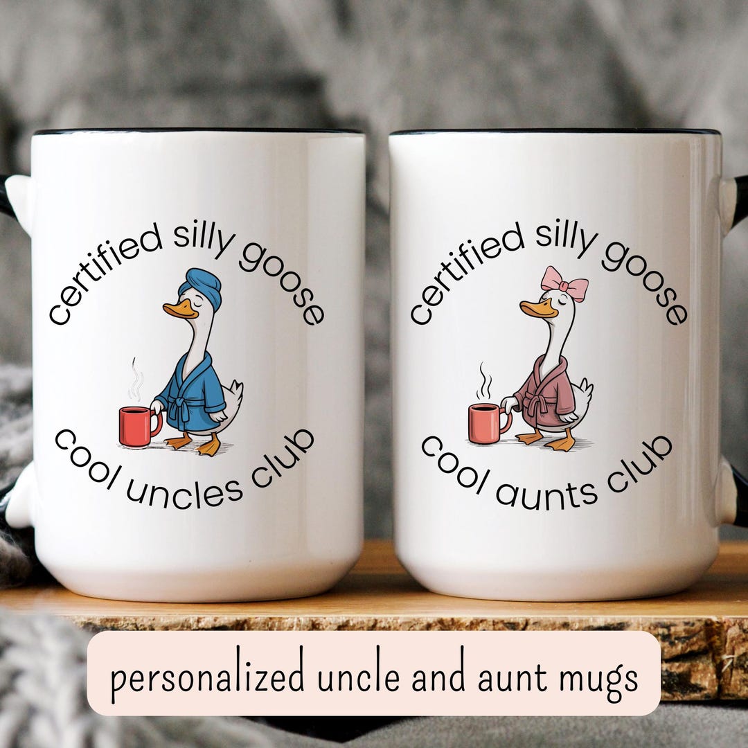Certified Silly Goose Aunt and Uncle Mug Set, Personalized Baby Reveal ...