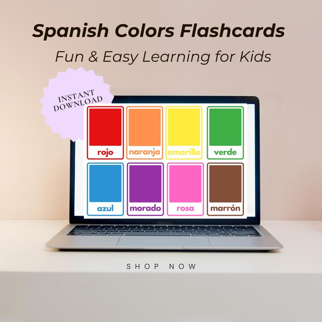 Spanish Colors Flashcards - Etsy