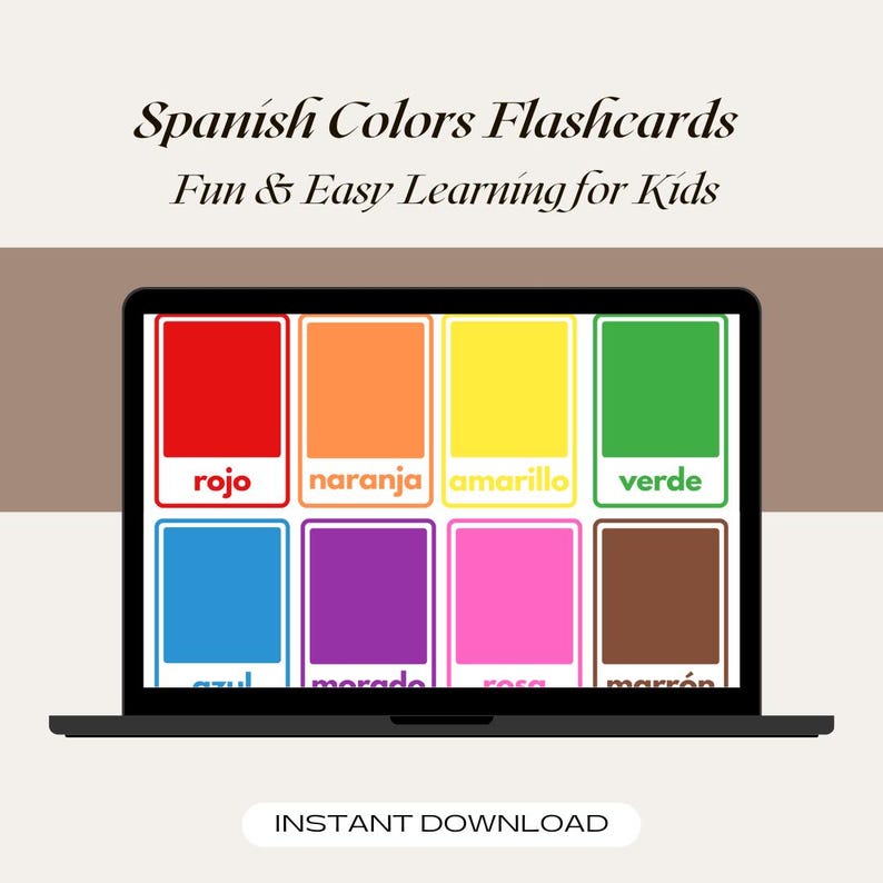 Spanish Colors Flashcards - Etsy
