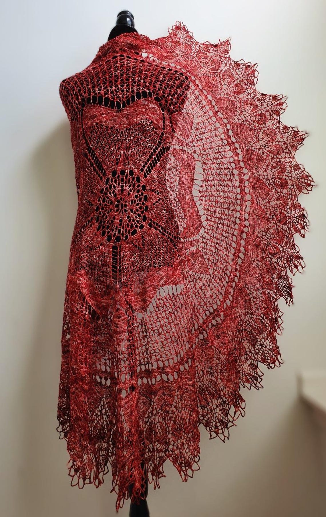 English Rose - Hand Knit Lace Shawl Large Circular Heirloom Focal Piece ...