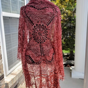 English Rose - Hand Knit Lace Shawl Large Circular Heirloom Focal Piece ...