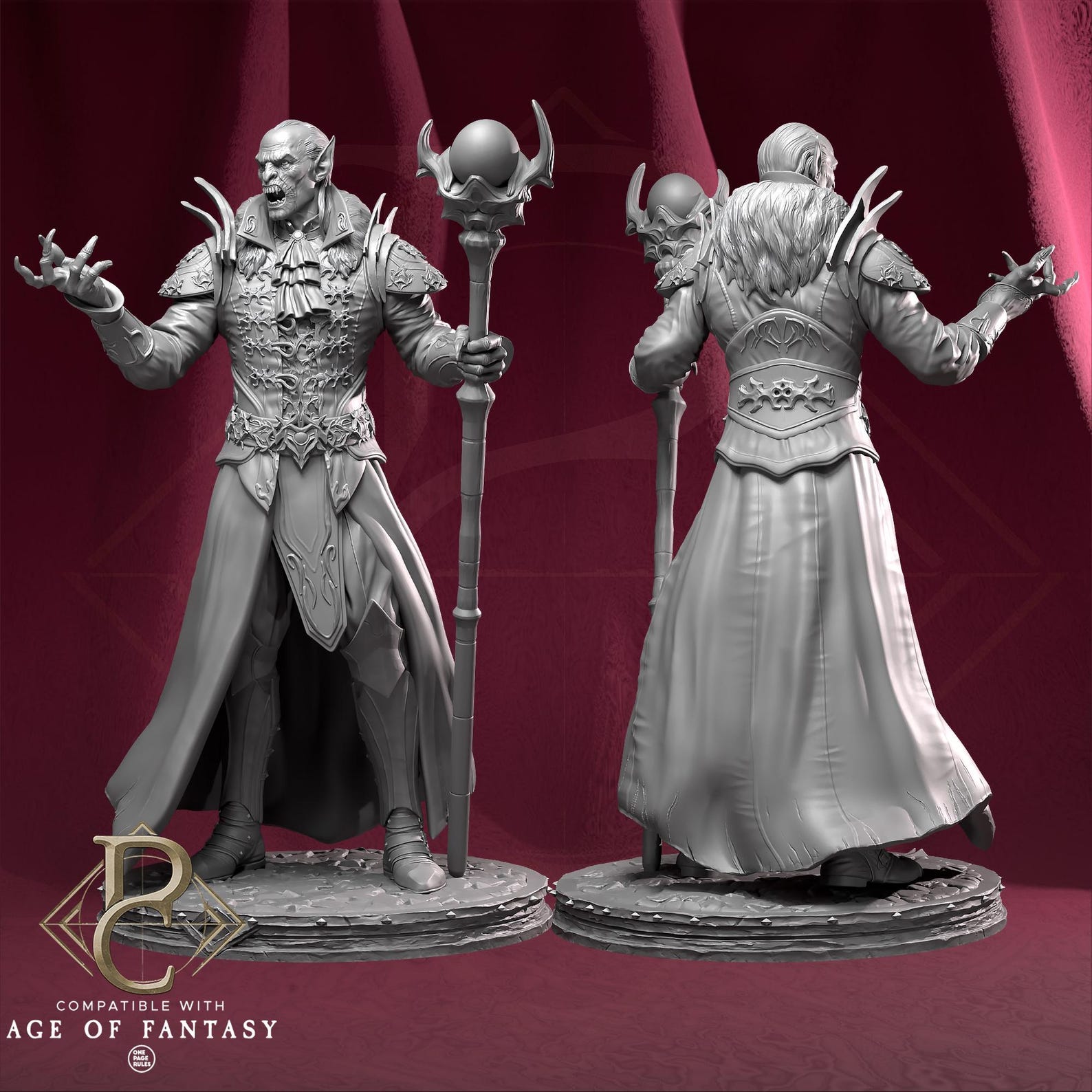 Vhalmor, Vampire Lord Miniature | 32mm-75mm-150mm | by Parasite ...