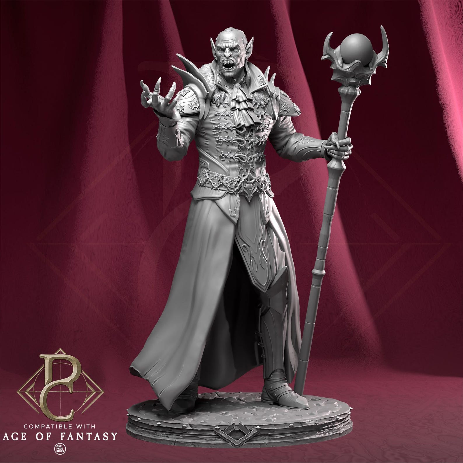 Vhalmor, Vampire Lord Miniature | 32mm-75mm-150mm | by Parasite ...