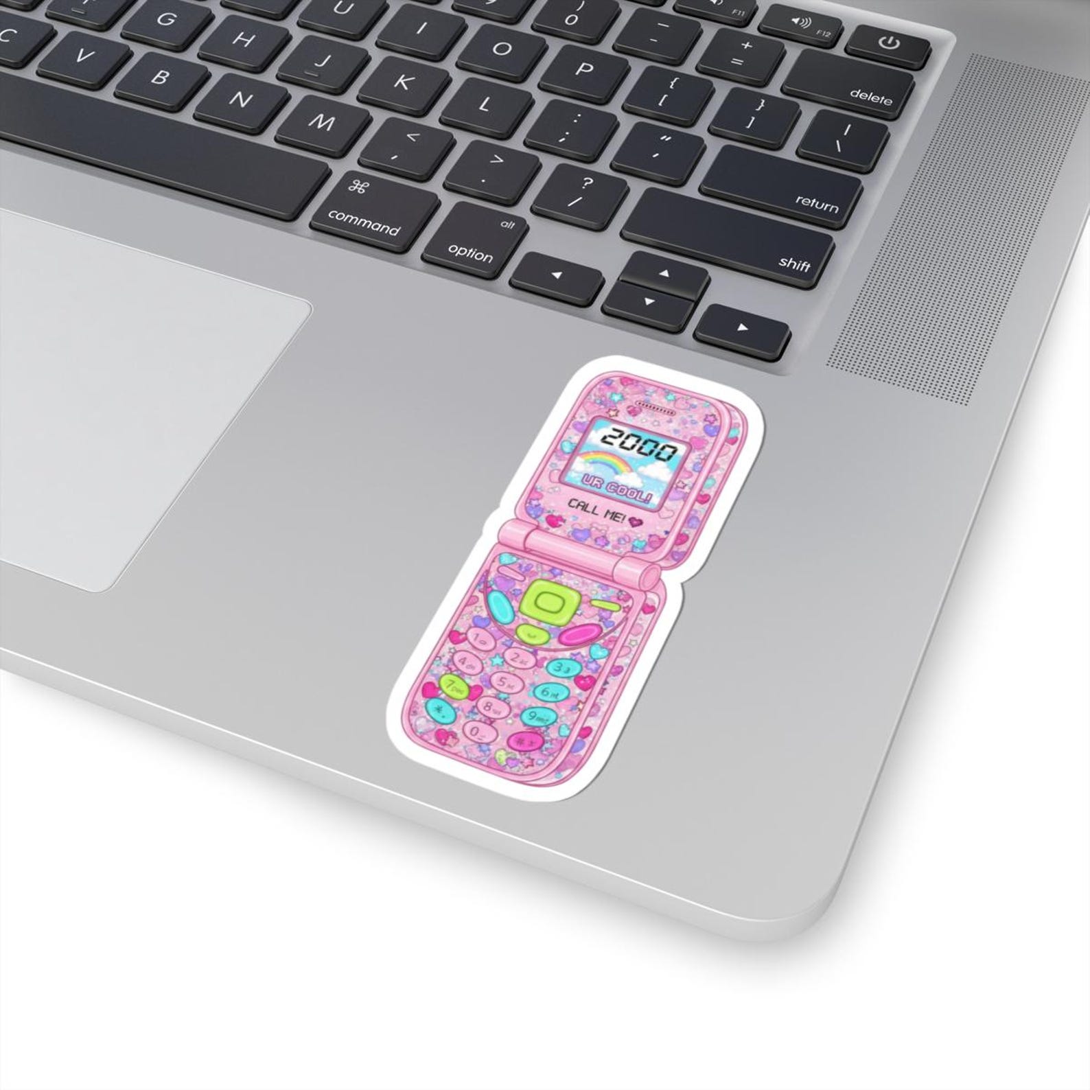 Y2K Pink Glitter Flip Phone Sticker | 90s Retro Decal - Etsy