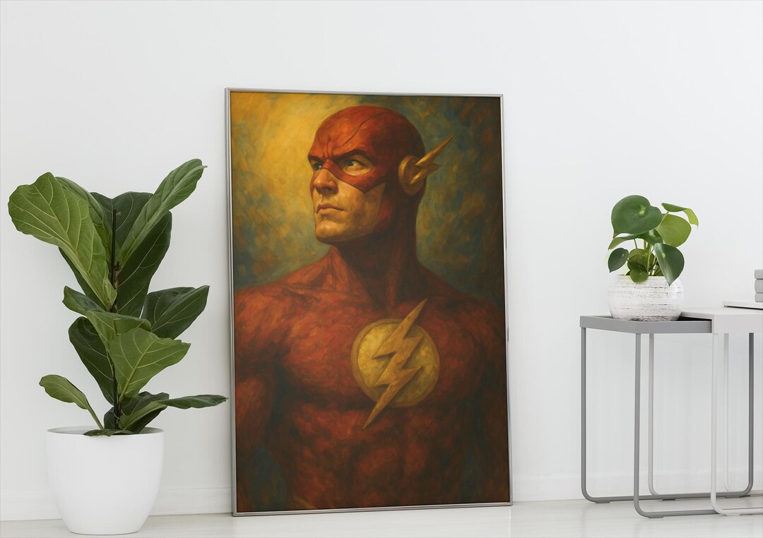 The Flash Oil Painting Portrait | DC Superhero Wall Art | Digital ...