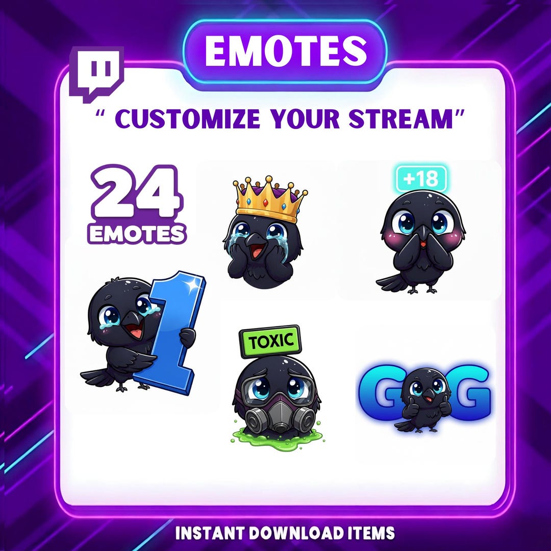 24 Black Raven Animated Emotes, Twitch Emotes, Raven GIF Emotes for ...