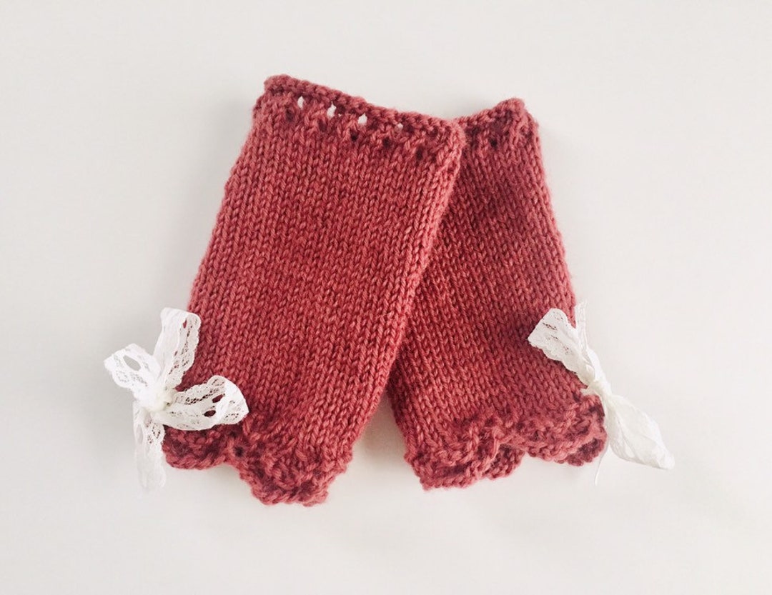 Womens Mauve Pink Wool Gloves Tea Party Gloves, Gloves With Lace ...