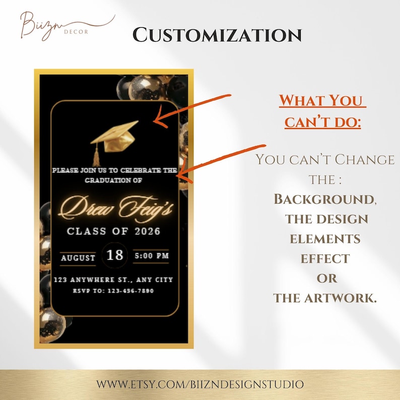 2026 Graduation Video Invitation, Black & Gold, Editable Template - Etsy UK