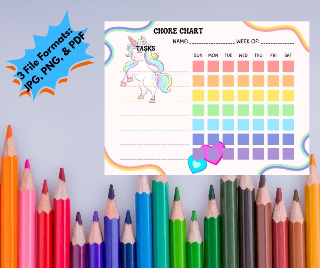 Unicorn Chore Chart- Downloadable - Etsy
