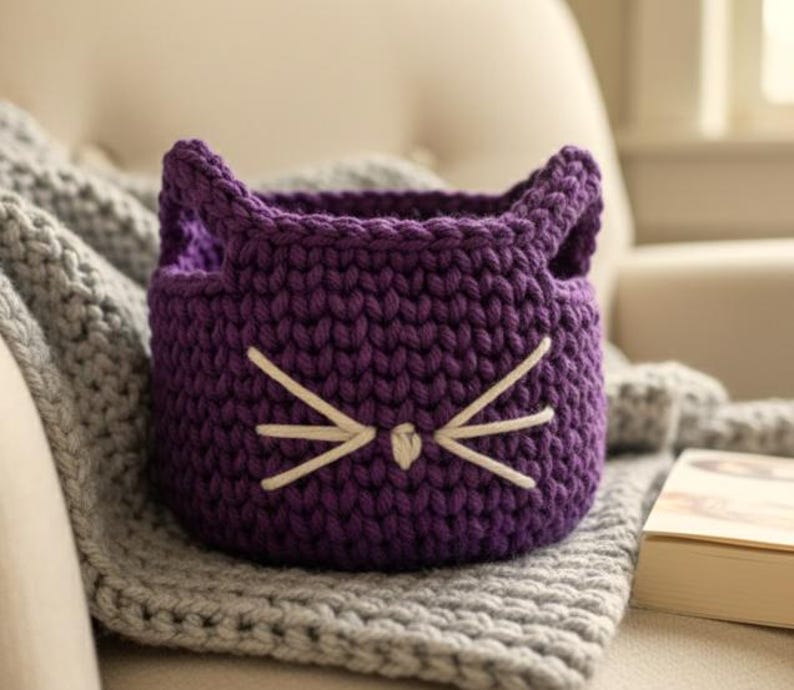 Beginner Crochet Cat Basket PDF Pattern | Instant Digital Download - Etsy