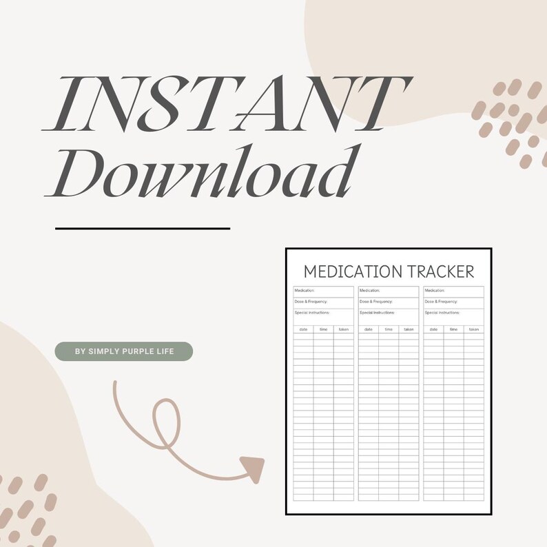 Medication Tracker Printable | Medicine Log | Daily Medication Chart ...