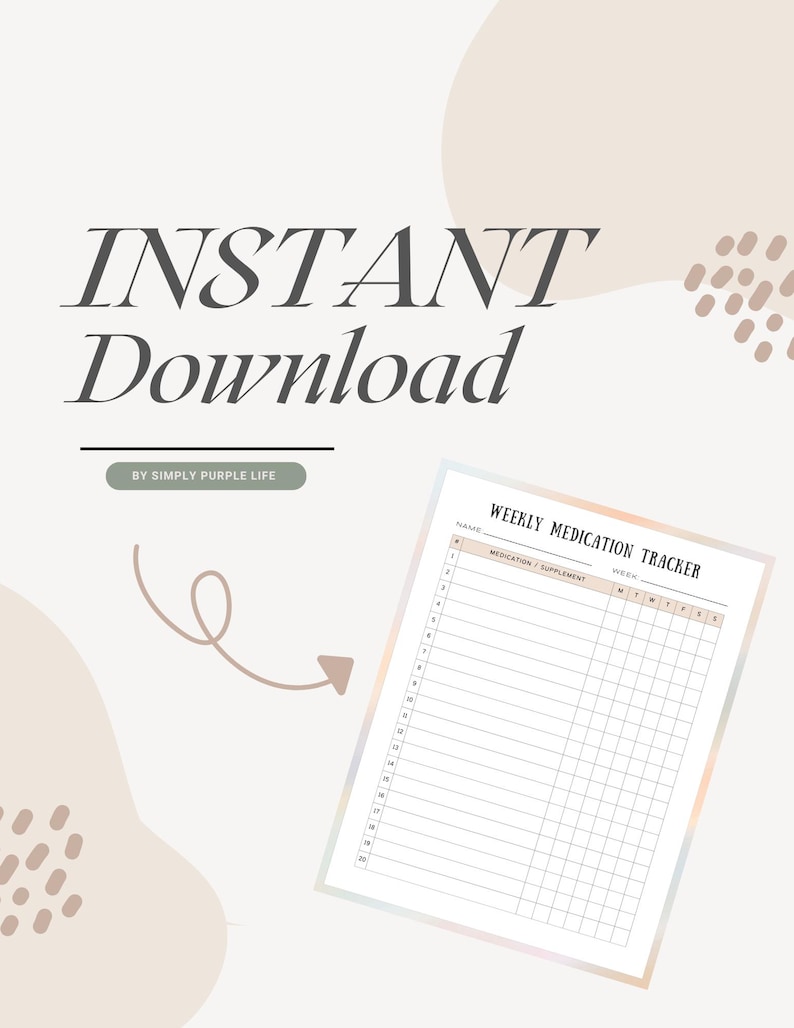 Weekly Medication Tracker | Printable Pill & Supplement Log (PDF ...