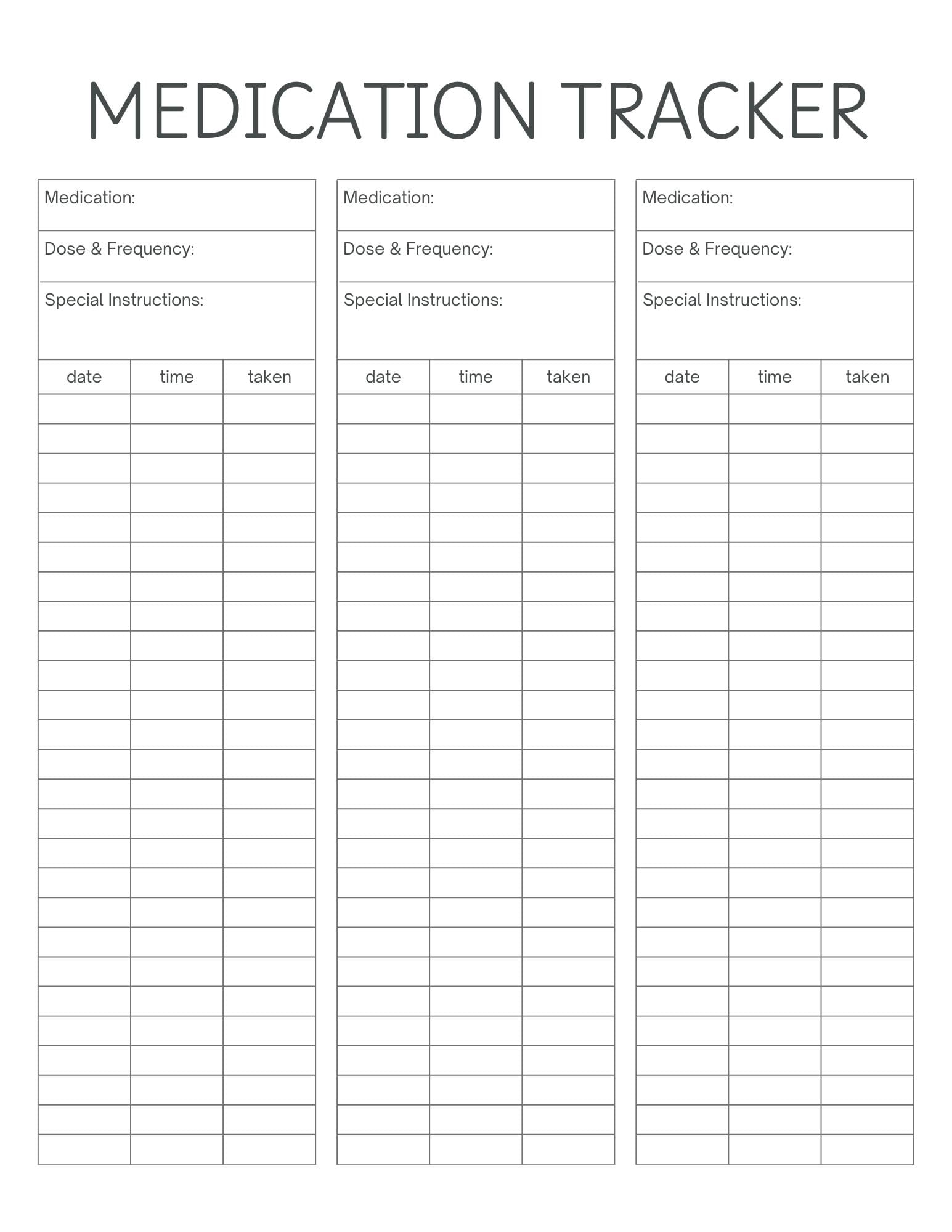 Medication Tracker Printable | Medicine Log | Daily Medication Chart ...