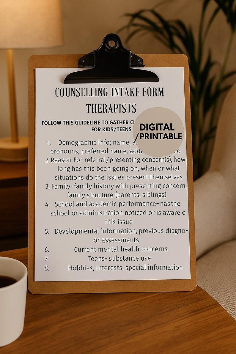 Client Intake Form for Kids & Teens Therapy Intake Questionnaire ...