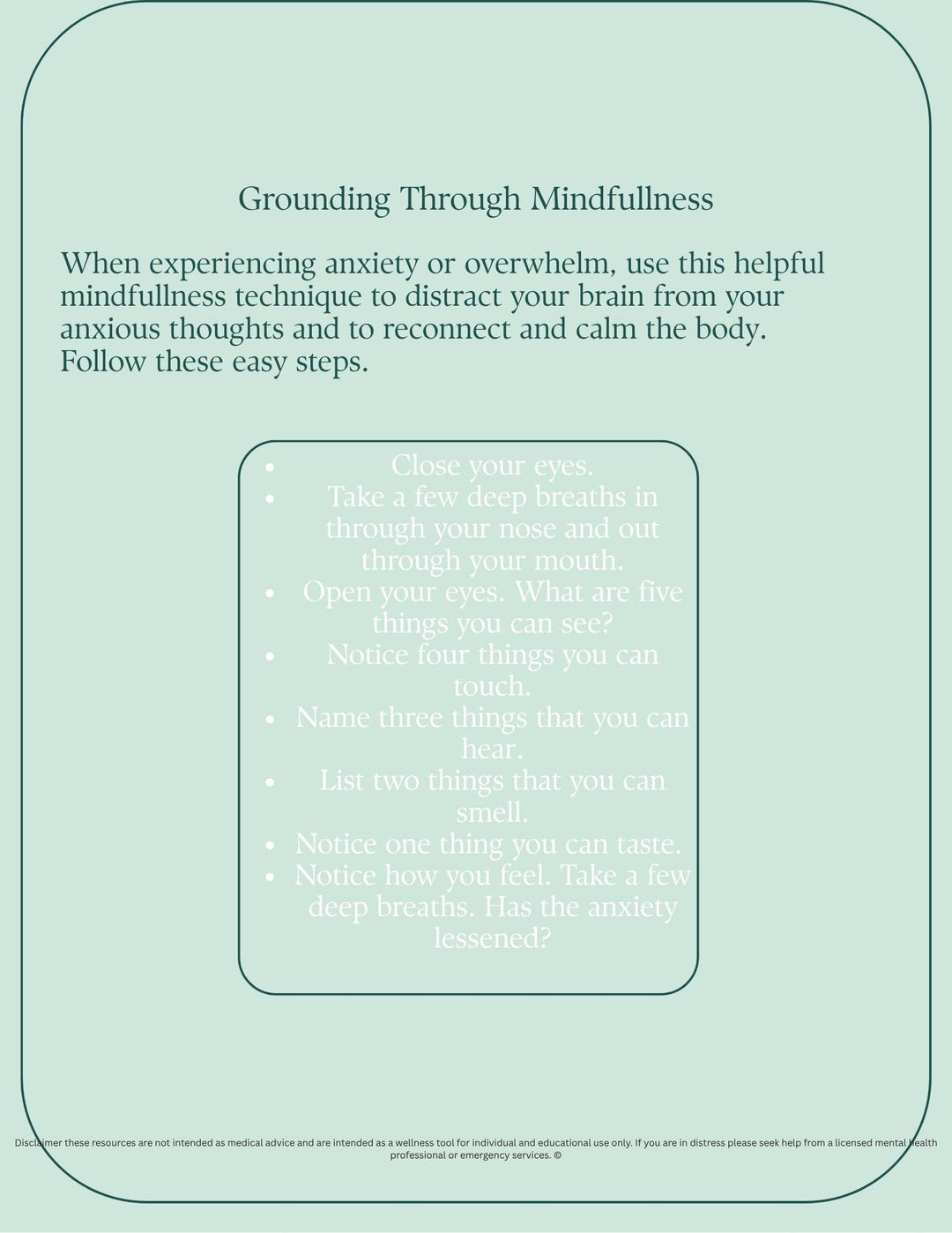 Grounding Techniques- Simple Digital Printable Mental Health Resource ...