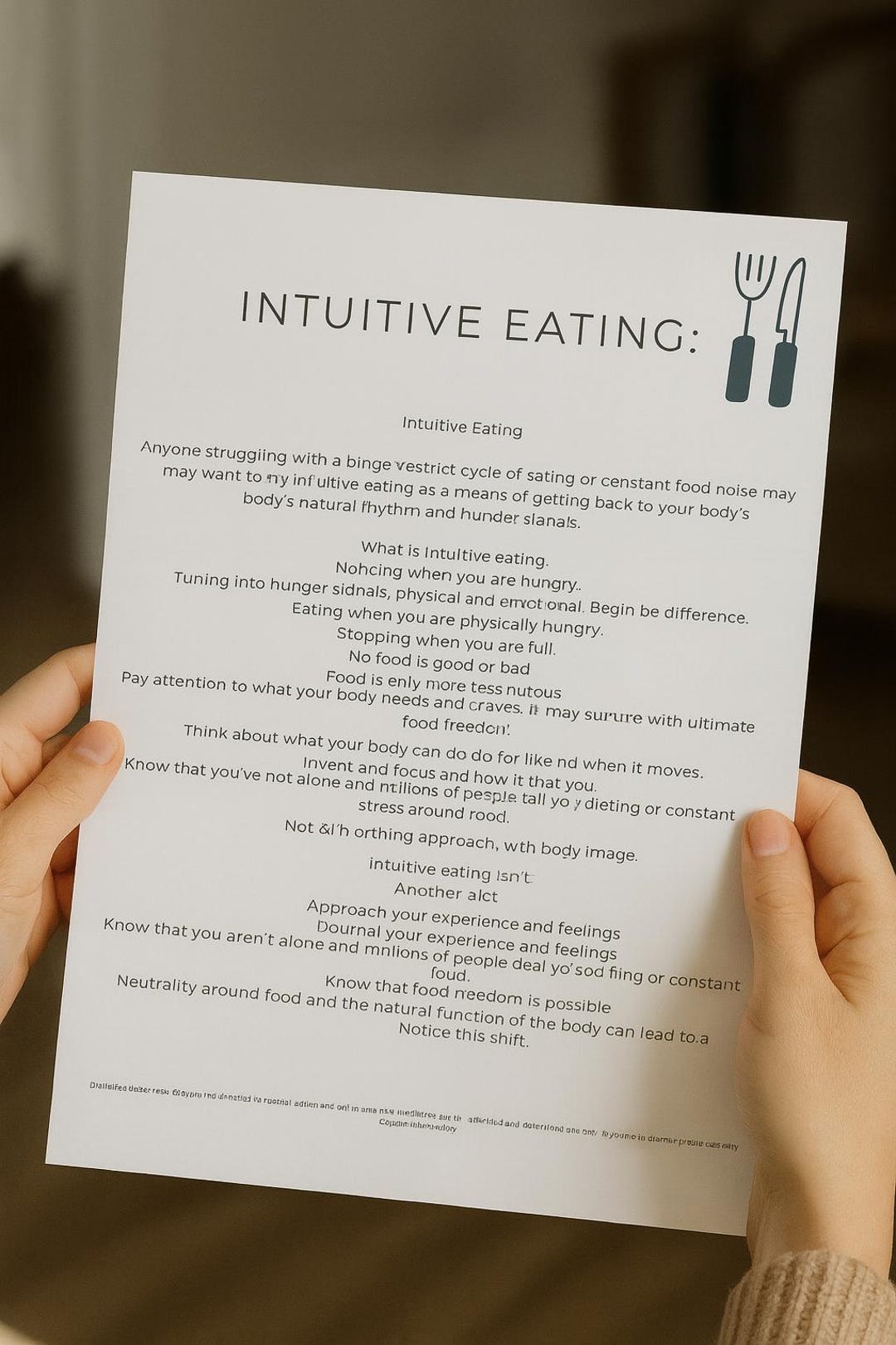 Intuitive Eating Handout (printable PDF) Mental Health + Wellness ...