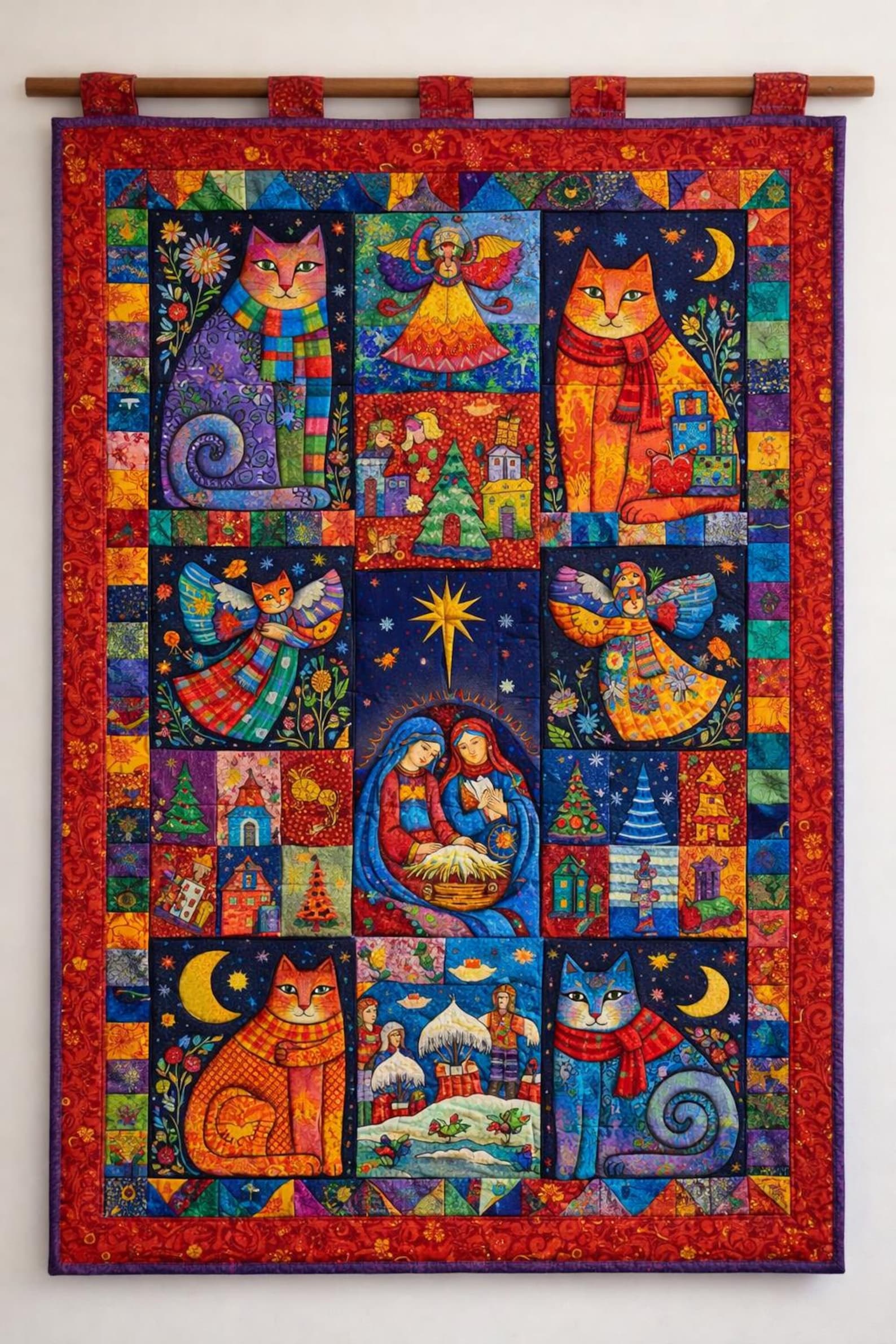 Laurel Burch Quilt Wall Hanging – Handmade Folk Art, 31 X 42 - Etsy