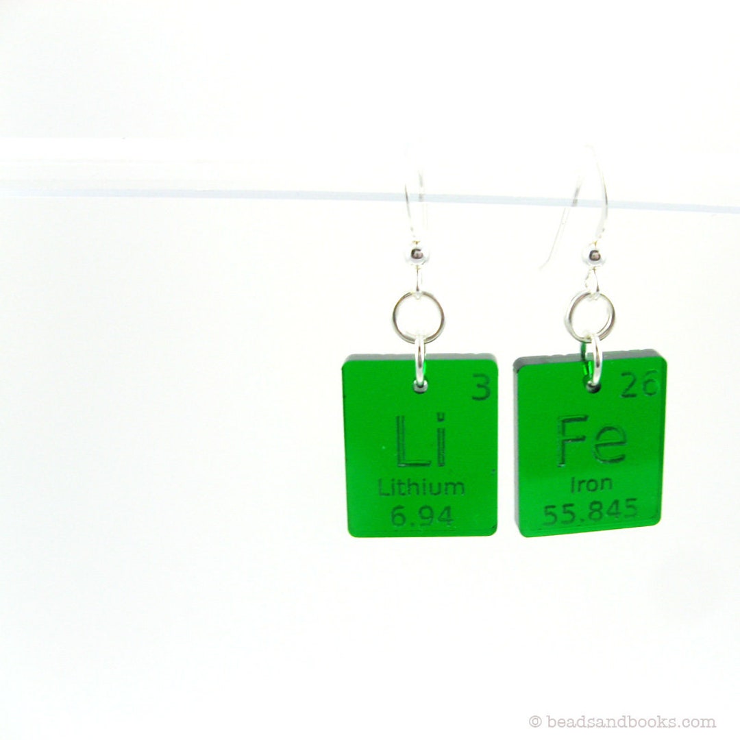 Periodic Table Earrings: Lithium & Iron (li Fe) - Etsy
