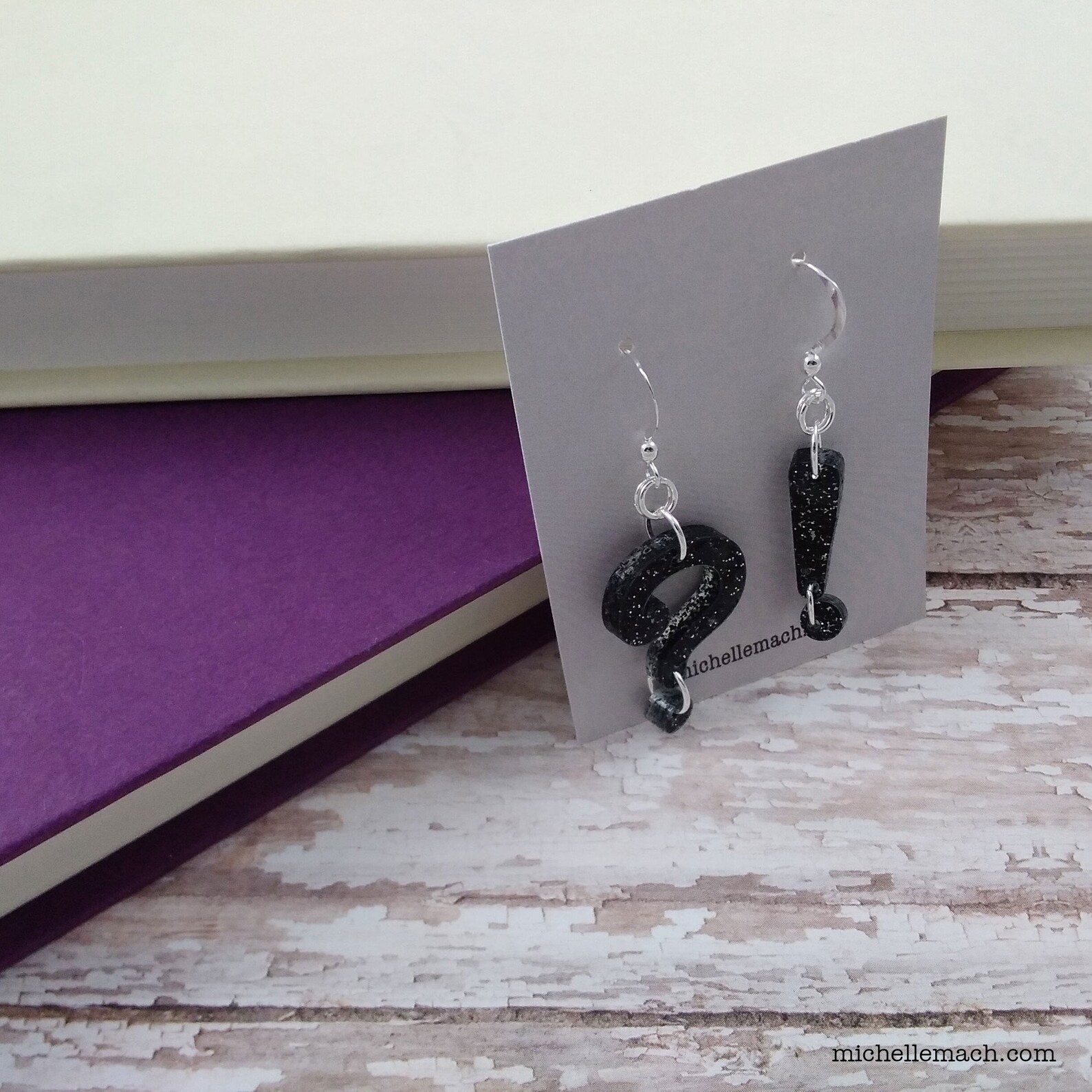 Question Mark and Exclamation Point Earrings glitter Version - Etsy