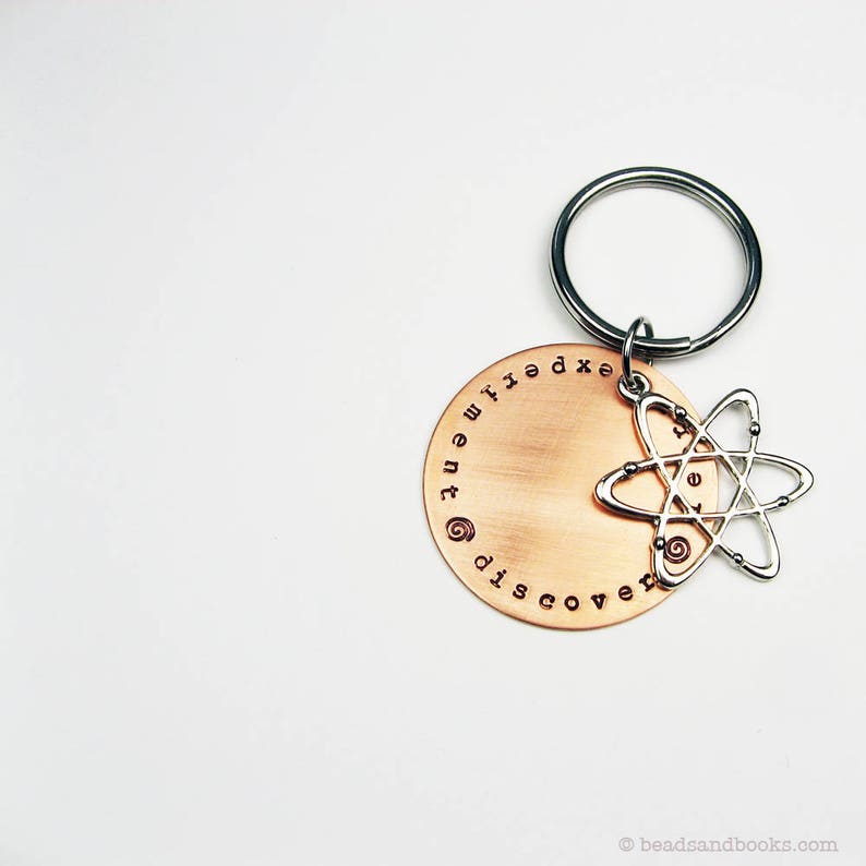 Scientist Keychain Metal Key Fob With Atom for Biology - Etsy