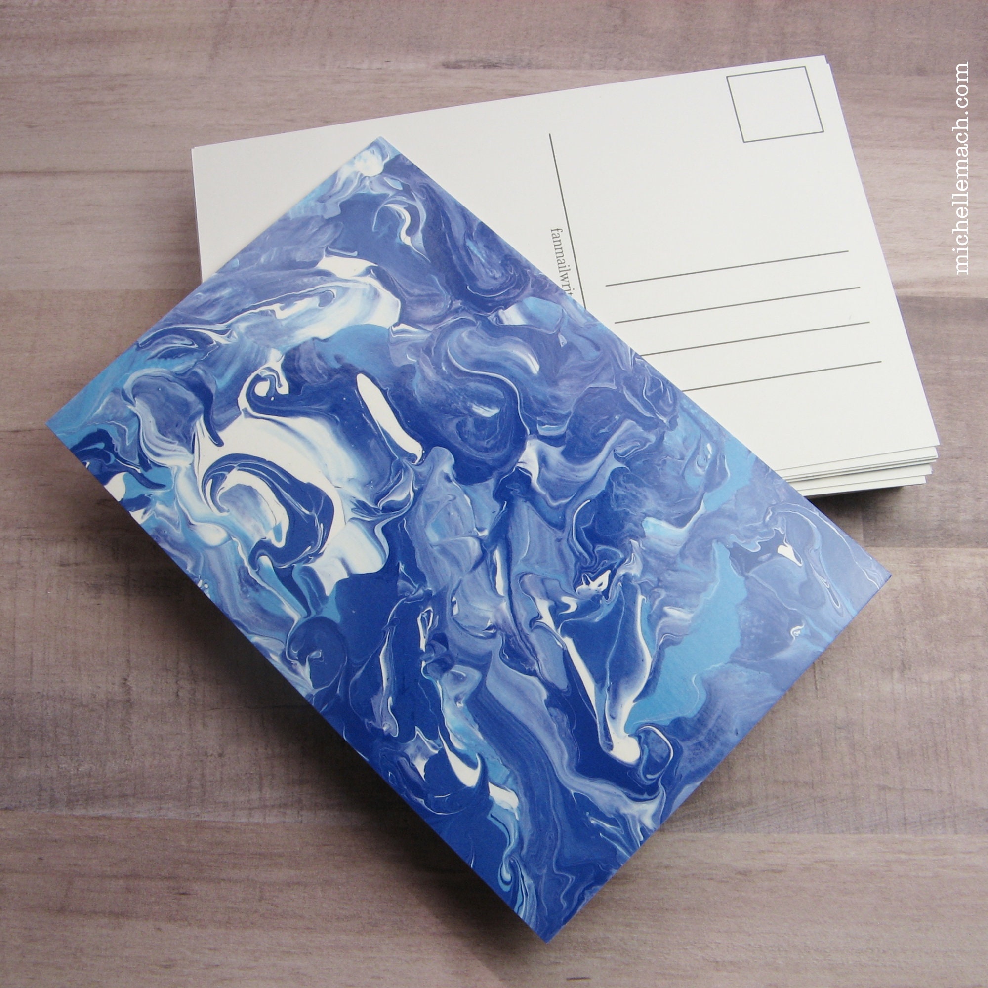 Blue Wave Postcards With Abstract Art Set of 50 Post Cards - Etsy