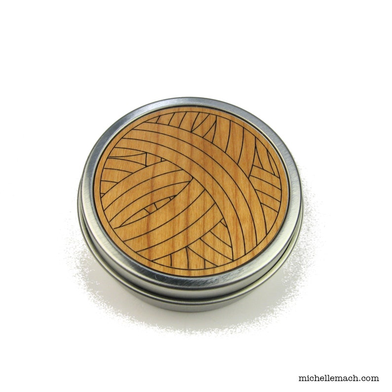Yarn Ball Tin Knitting Storage Container With Engraved Wood - Etsy